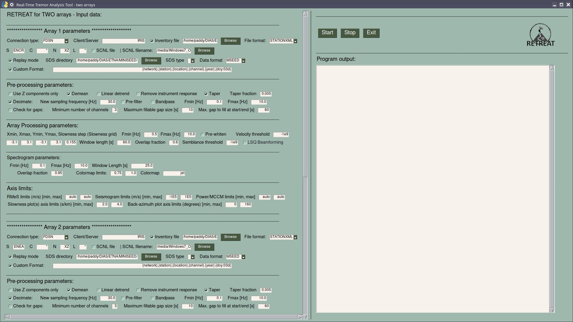 RETREAT - REal-time TREmor Analysis Tool | retreat